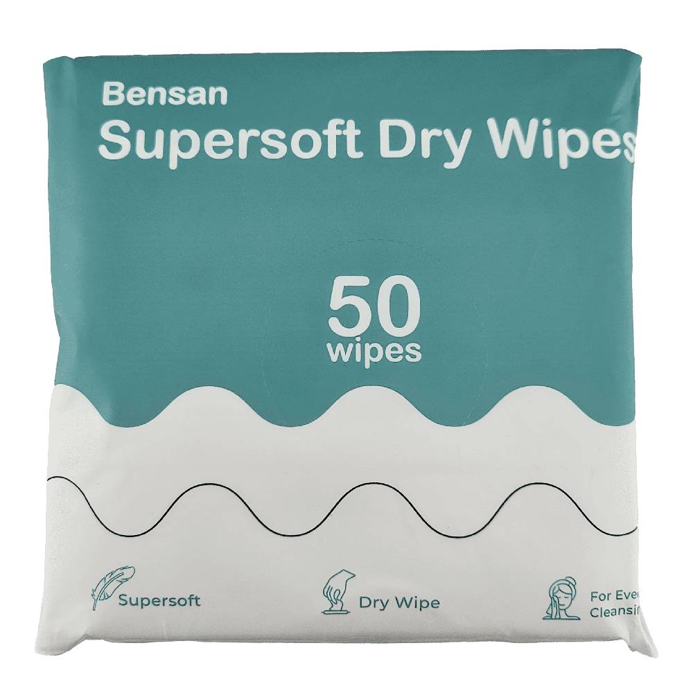 Bensan Supersoft Dry Wipes, 50 Pieces