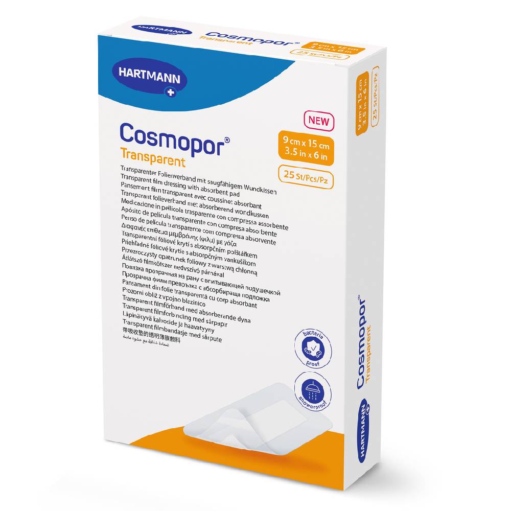 Cosmopor Transparent Film Dressing With Absorbent Pad, Shower Proof, B
